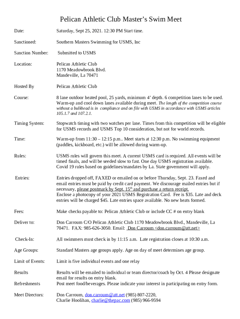 Franco's Fins 1st Annual Spooktacular Master's Swim Meet Doc Template ...
