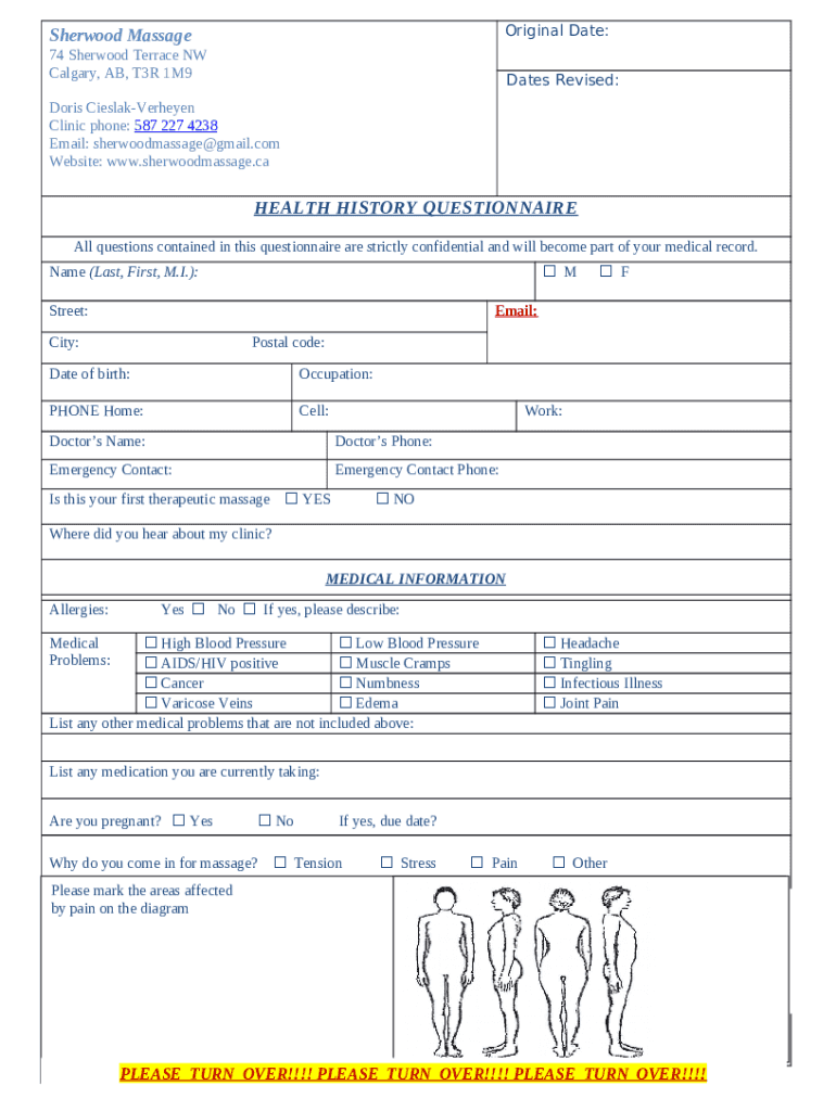Health History Updated Questionnaire - NJ.gov Doc Template | pdfFiller