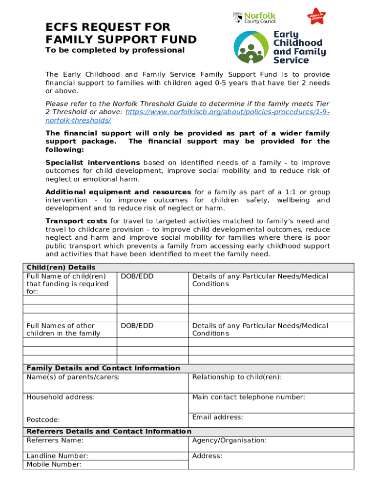 ecfs request for family support fund Doc Template | pdfFiller