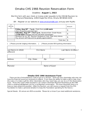 Reservation Page - Omaha Central High Class of 1966 Doc Template ...
