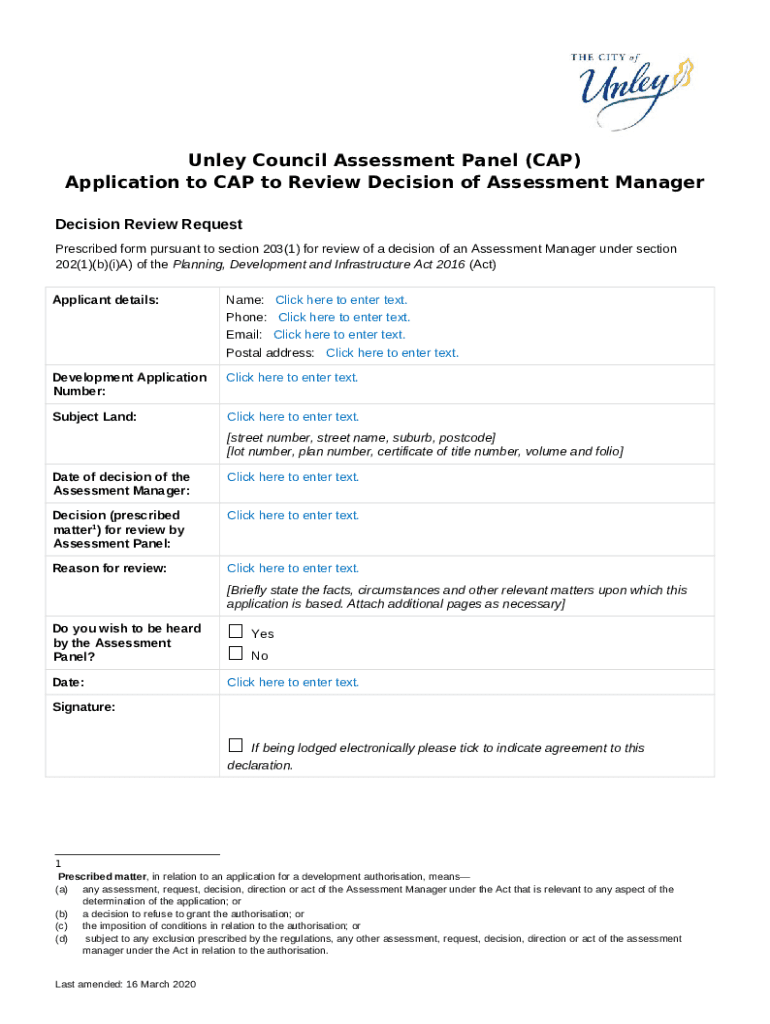 application--to-unley-council-assessment-panel-for- ... Doc Template ...