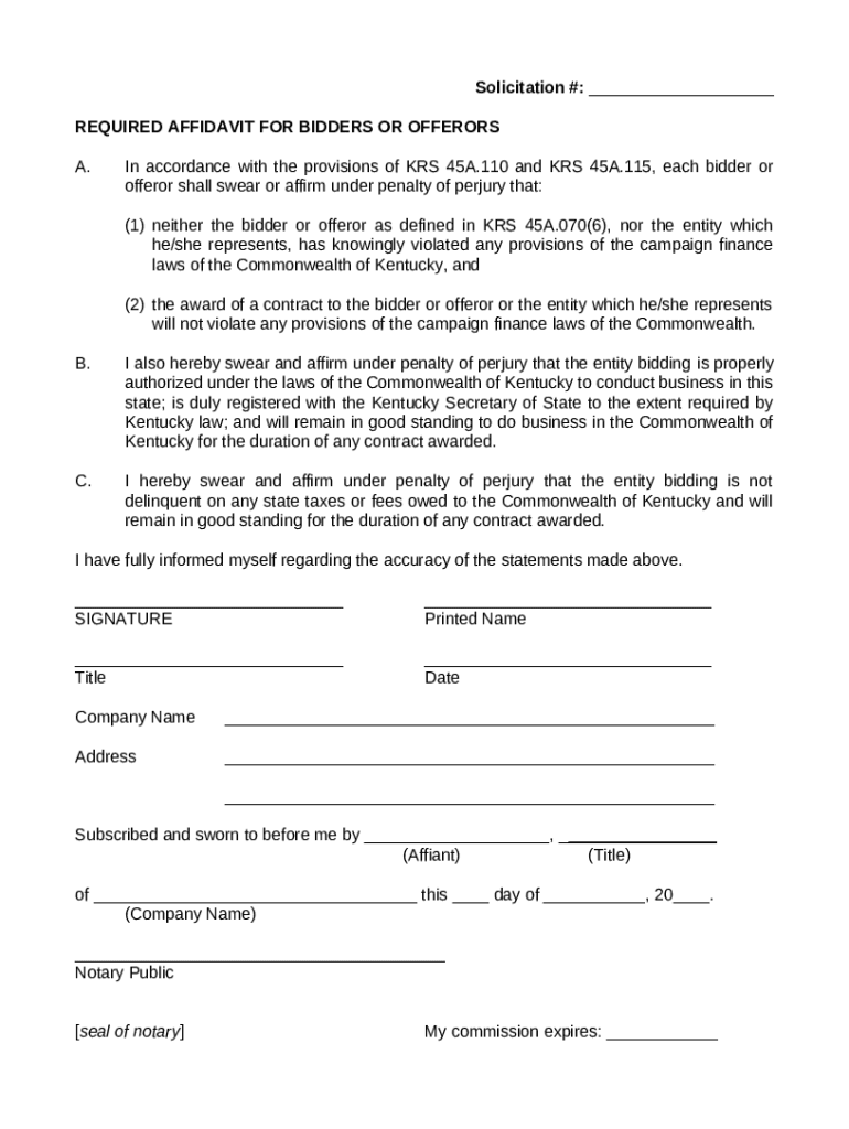 E.1 Attachment A1 Affidavit for Bidders, Offerors, Contractors Doc ...