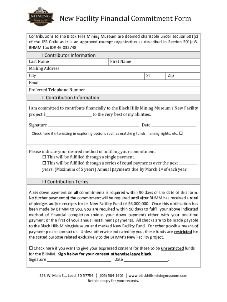 Fillable Online New Facility Financial Commitment Form Fax Email Print ...