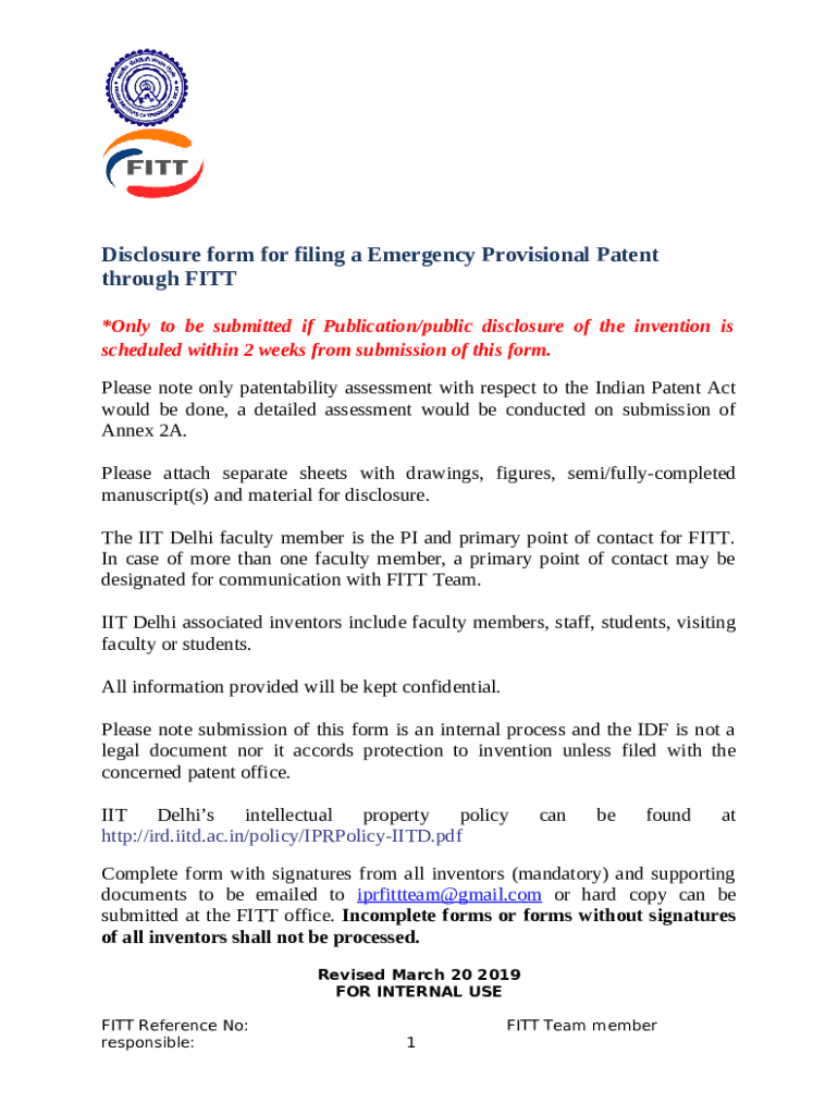 Disclosure for Provisional Patent application. ... Doc Template | pdfFiller