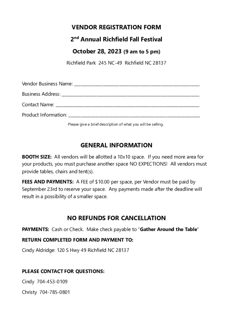 Fillable Online Vendor Craft & Artisan Registration Form & Food ... Fax Email Print - pdfFiller