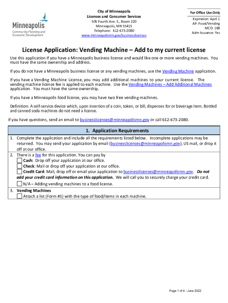 Fillable Online License Application: Vending Machines Fax Email Print ...