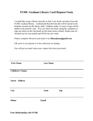 Patron Card Request Doc Template | pdfFiller