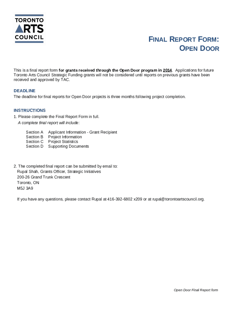 Artists in the Library Final Report Doc Template | pdfFiller