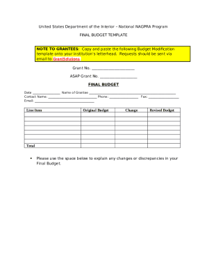 Copy and paste the following Budget Modification template ... Doc ...