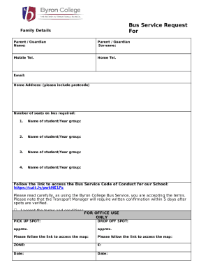 Bus Service Request Doc Template | pdfFiller