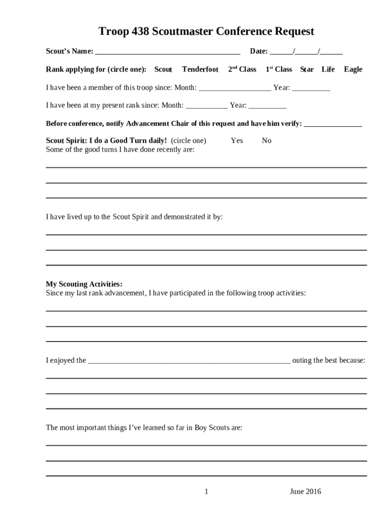 Scoutmaster Conference Worksheet1st ClassTroop 513 - troopwebhost blob ...