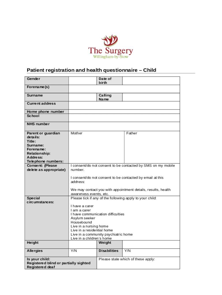 WELCOME! New Patient Registration ... Doc Template | pdfFiller