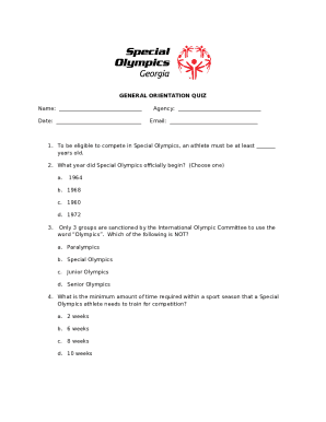 General Orientation And Protective Behaviors Quiz Doc Template | pdfFiller
