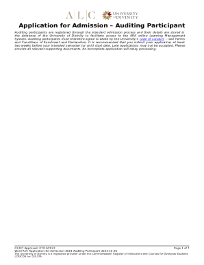 Application for Admission Audit Participant UD SIS ... - alc edu Doc ...
