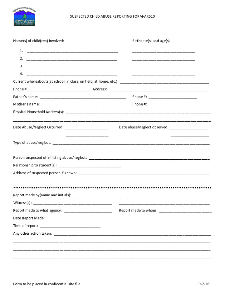 Fillable Online Report of Child(ren) Alleged to be Suffering from Abuse ...