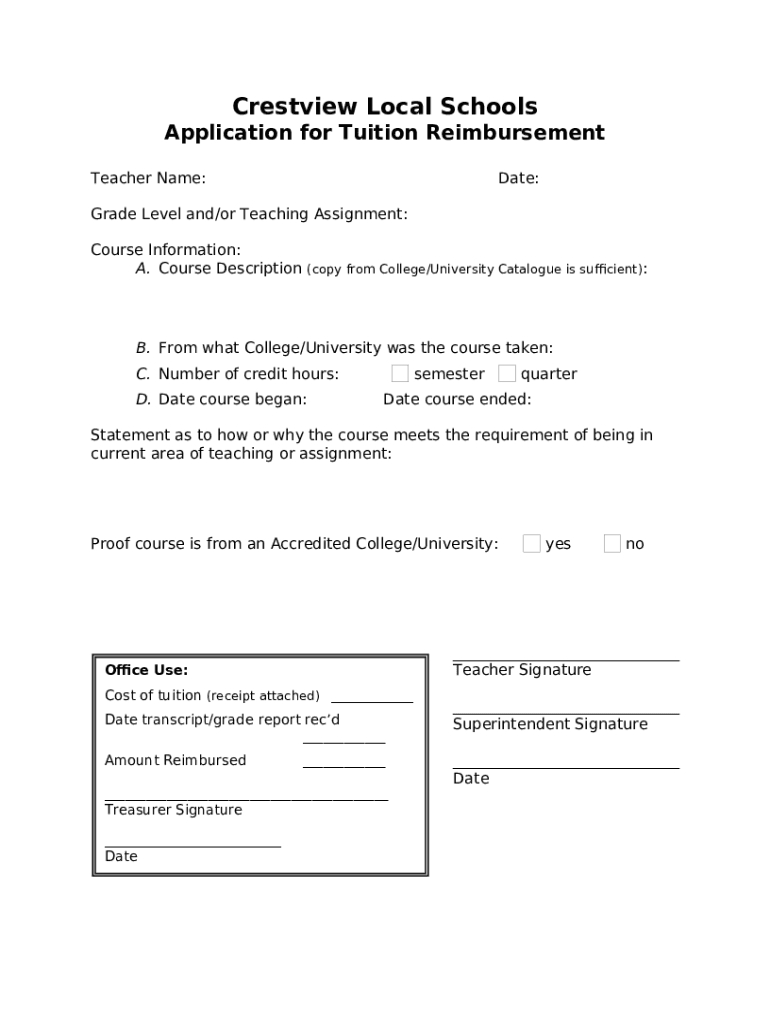 Tuition Reimbursement Application (Online ) Doc Template | pdfFiller