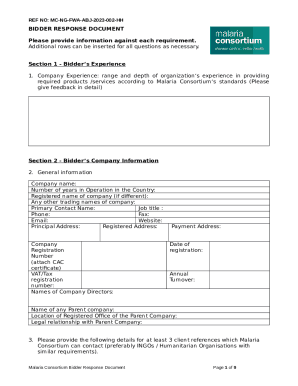 RFB and RFC Development Worksheet Doc Template | pdfFiller