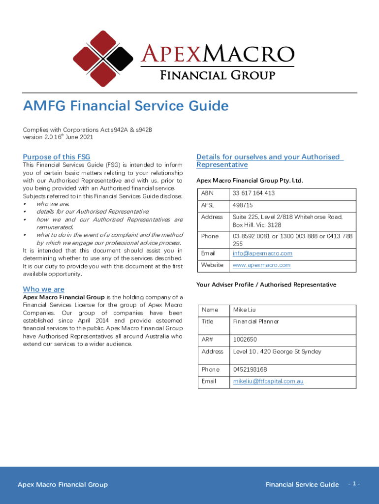 Fillable Online AMFG Financial Service Guide Fax Email Print - pdfFiller