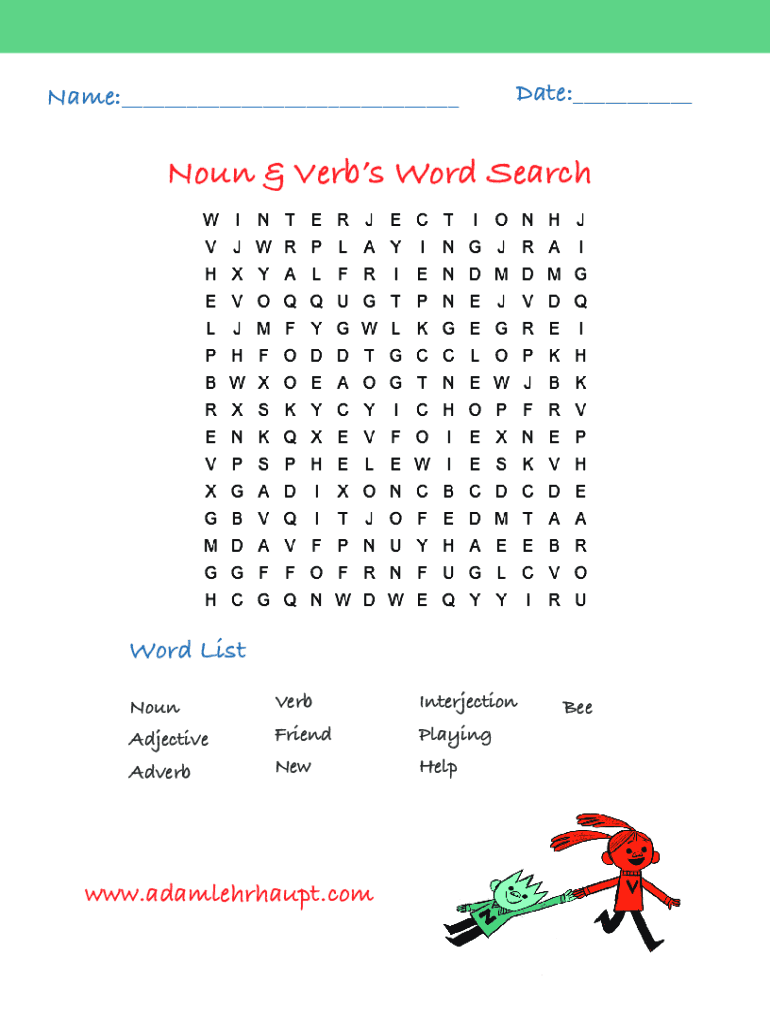 Fillable Online Noun & Verbs Word Search Fax Email Print - pdfFiller