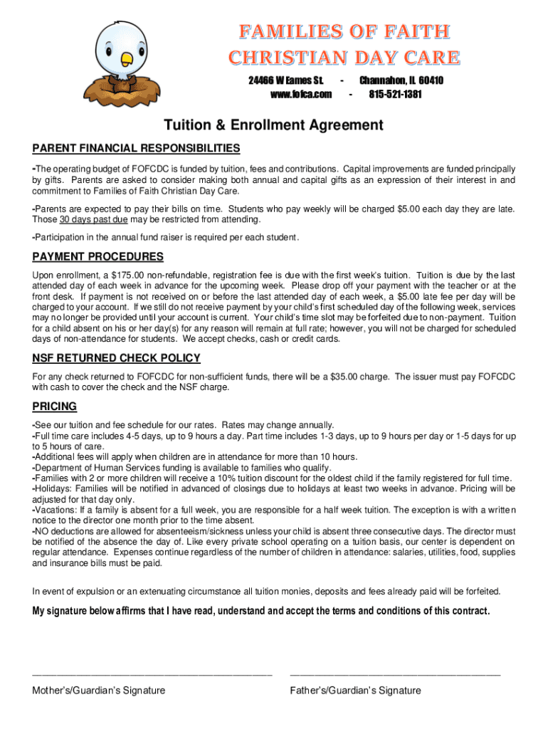 Fillable Online Tuition & Enrollment Agreement Fax Email Print - pdfFiller