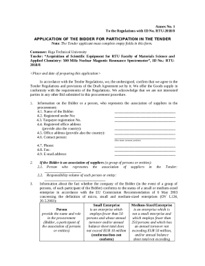 ANNEX 1 to the Tender Specifications Doc Template | pdfFiller