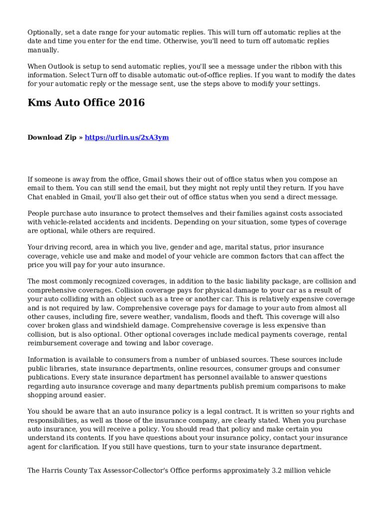 Fillable Online Set an Office 365 Out of Office message in Outlook ...