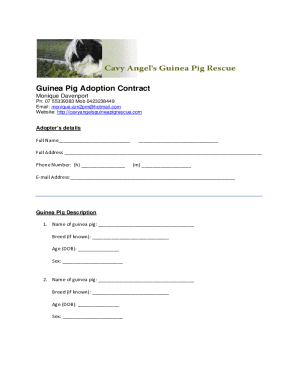 Fillable Online Guinea Pig Adoption Contract Fax Email Print - pdfFiller