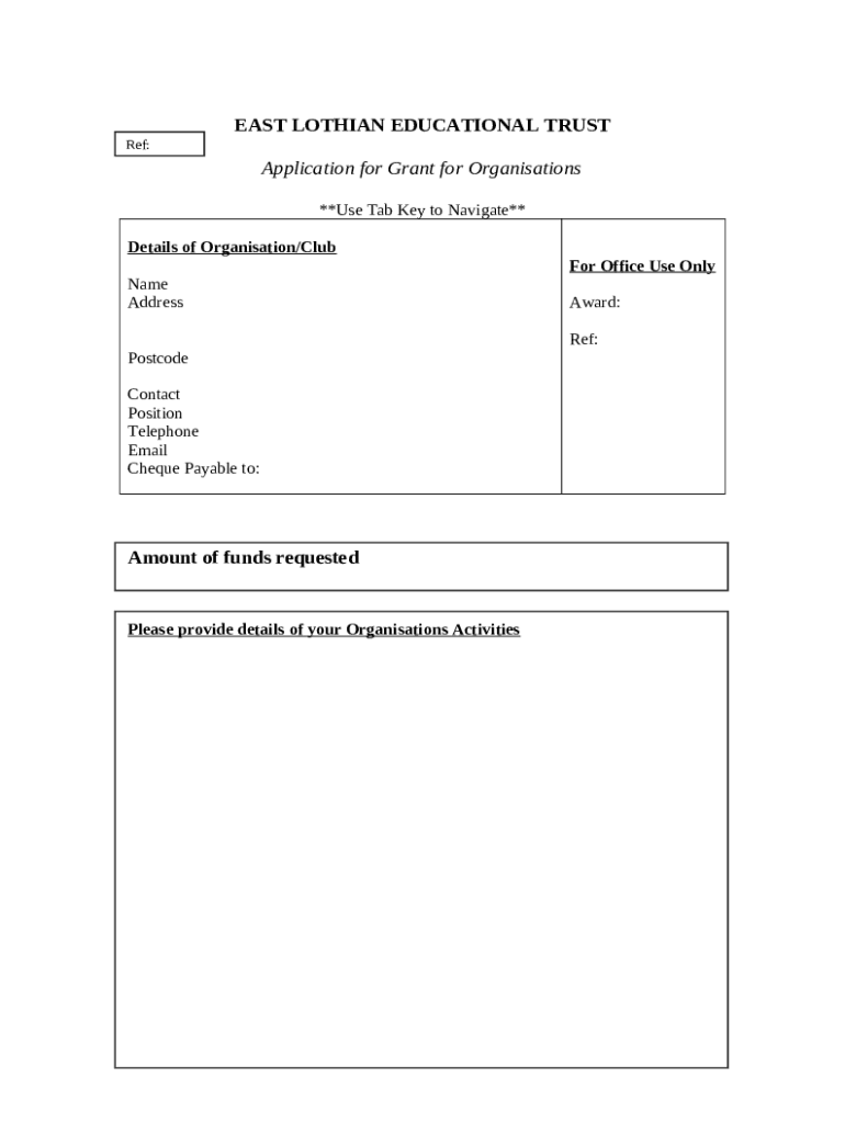 EAST LOTHIAN EDUCATIONAL TRUST Doc Template | pdfFiller