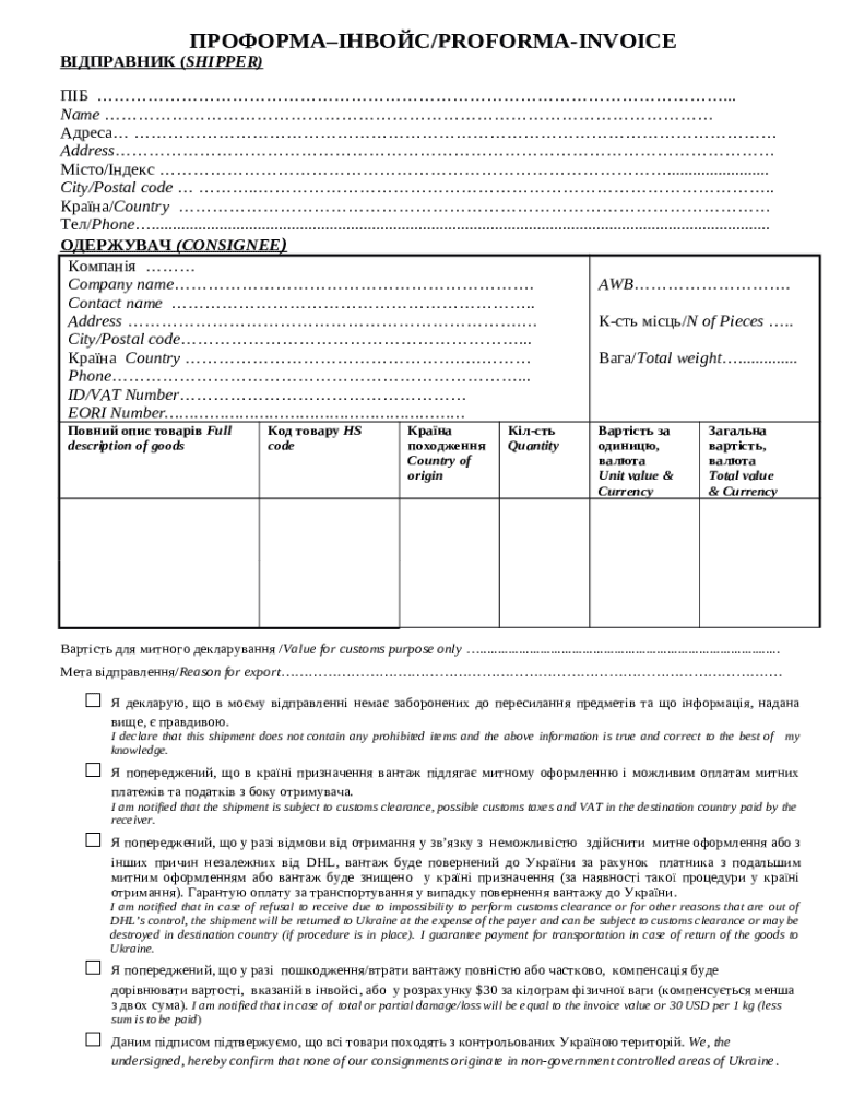 How to Create a Commercial or Proa Invoice for Export ... Doc Template | pdfFiller