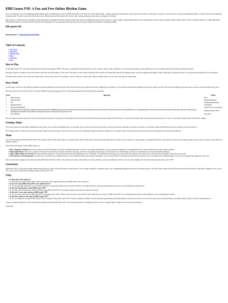 Fillable Online Friday Night Funkin The Funked Up Song Fax Email Print - pdfFiller