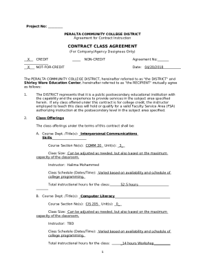 contract class agreement Doc Template | pdfFiller