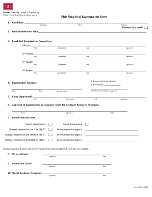 Fillable Online PhD Final Oral Examination Form Fax Email Print - pdfFiller