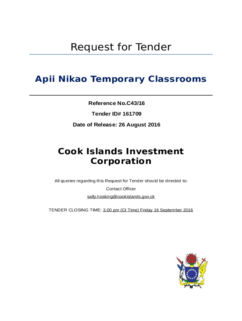 160826 Temporary Classrooms RFT - procurement gov Doc Template | pdfFiller
