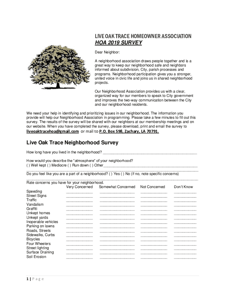 Fillable Online Sample Neighborhood Survey - Pascagoula Fax Email Print ...