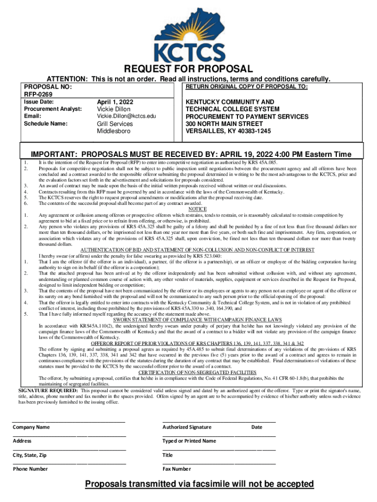 Fillable Online RFP-0295 - KCTCS Web Portal Fax Email Print - pdfFiller