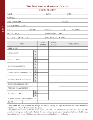 Fillable Online FMS Score Sheets: Tips on Using and How to Document Fax Email Print - pdfFiller