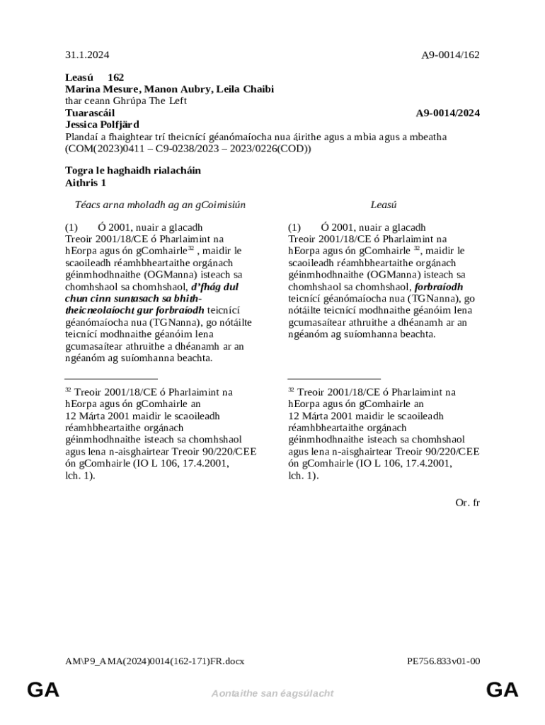 Aithris 1 a (nua) Doc Template | pdfFiller