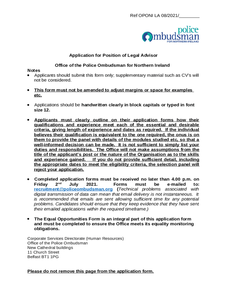 Application for Position of Legal Advisor Doc Template | pdfFiller