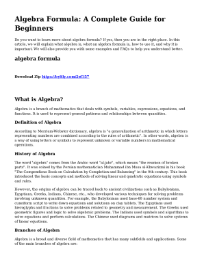 Fillable Online Algebra I For Dummies Cheat Sheet Fax Email Print ...