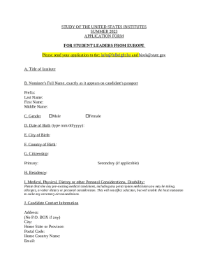 fulbright preliminary application Doc Template | pdfFiller