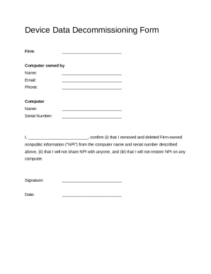 Device Data Decommissioning Doc Template | pdfFiller