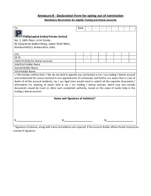 Fillable Online Annexure B - Declaration Form for opting out of ...