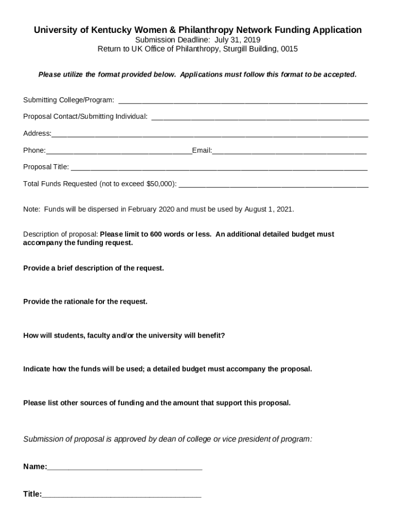UK Women and Philanthropy Funding Application Doc Template | pdfFiller