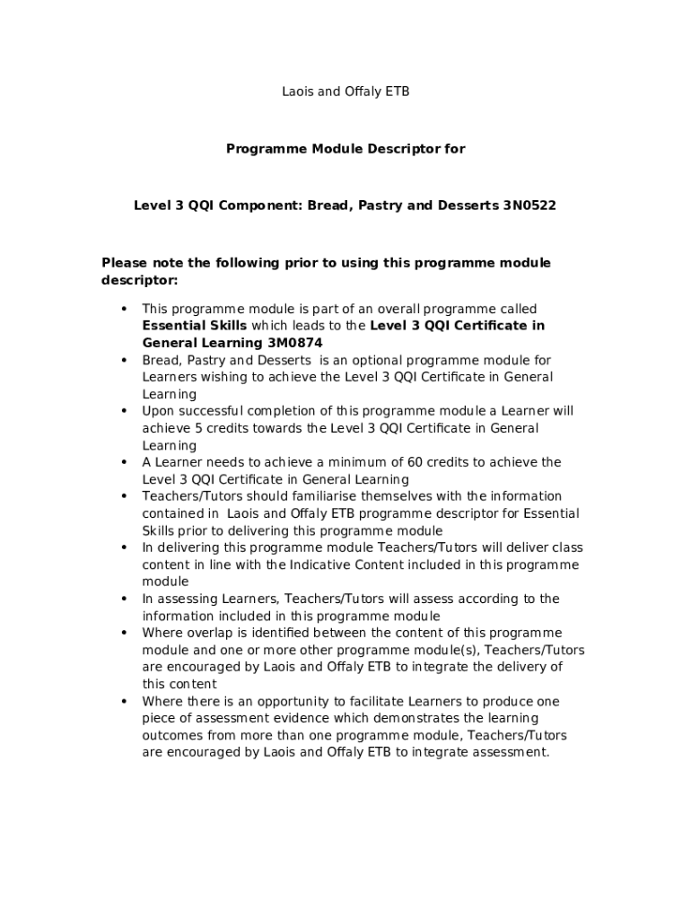 pastry & bakery I .docx - Module Descriptor Module/Unit Doc Template ...