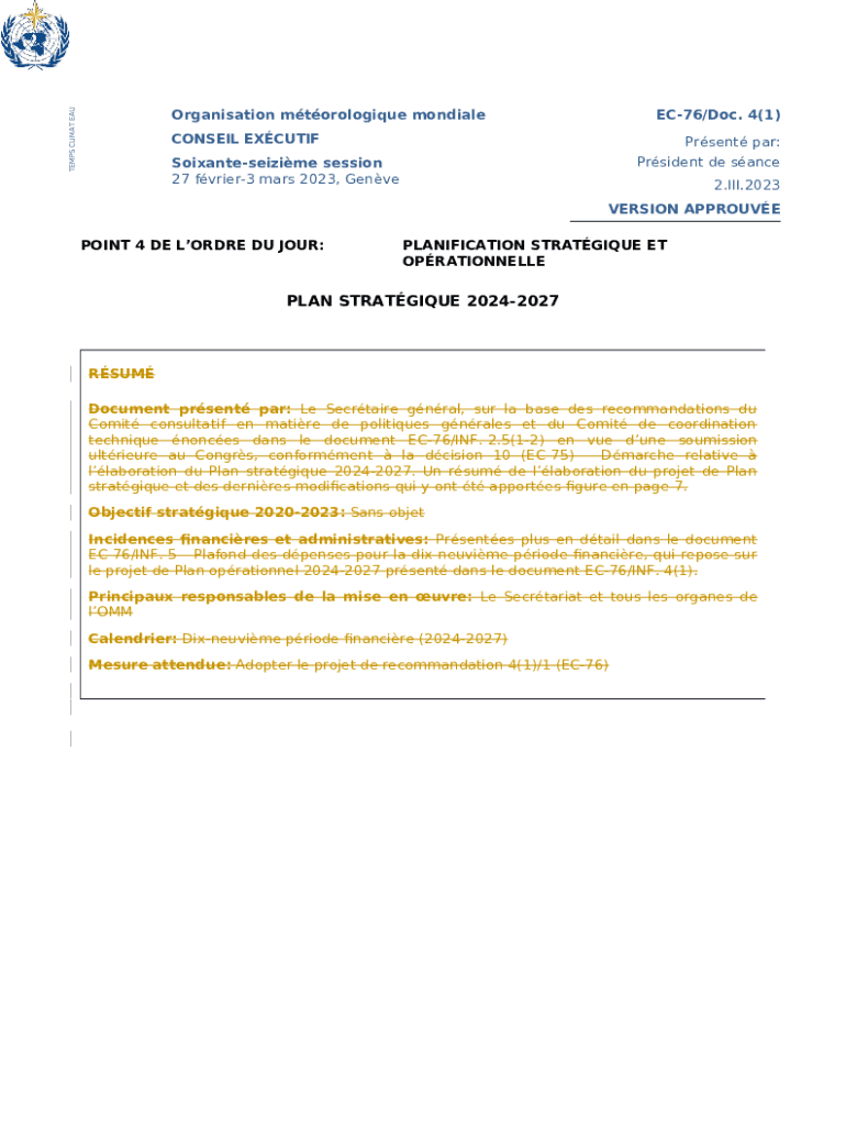 Strategic Planning - World Meteorological Organization WMO Doc Template ...