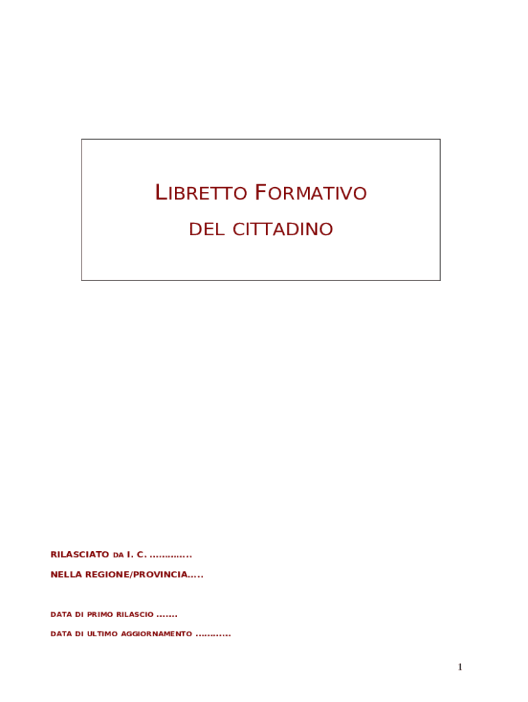 Libretto ativo del cittadino (art.37, comma 14, D.Lgs. ... Doc Template ...