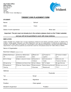 Fillable Online trident own placement form Fax Email Print - pdfFiller