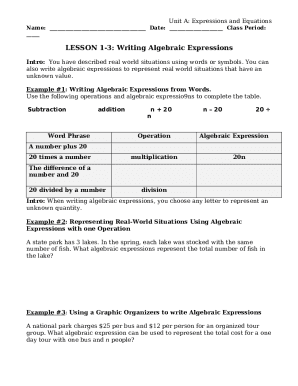 Write Algebraic Expressions to Model Situations - YouTube Doc Template ...