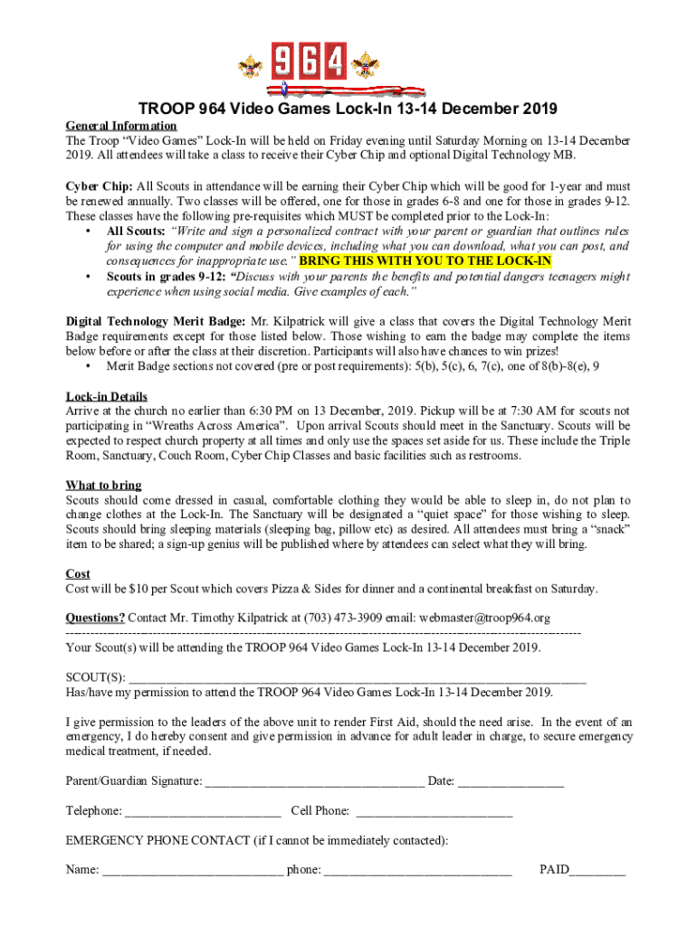 Fillable Online Scouts BSA Troop 964An All-Girls Scout Troop in Forsyth ... Fax Email Print ...