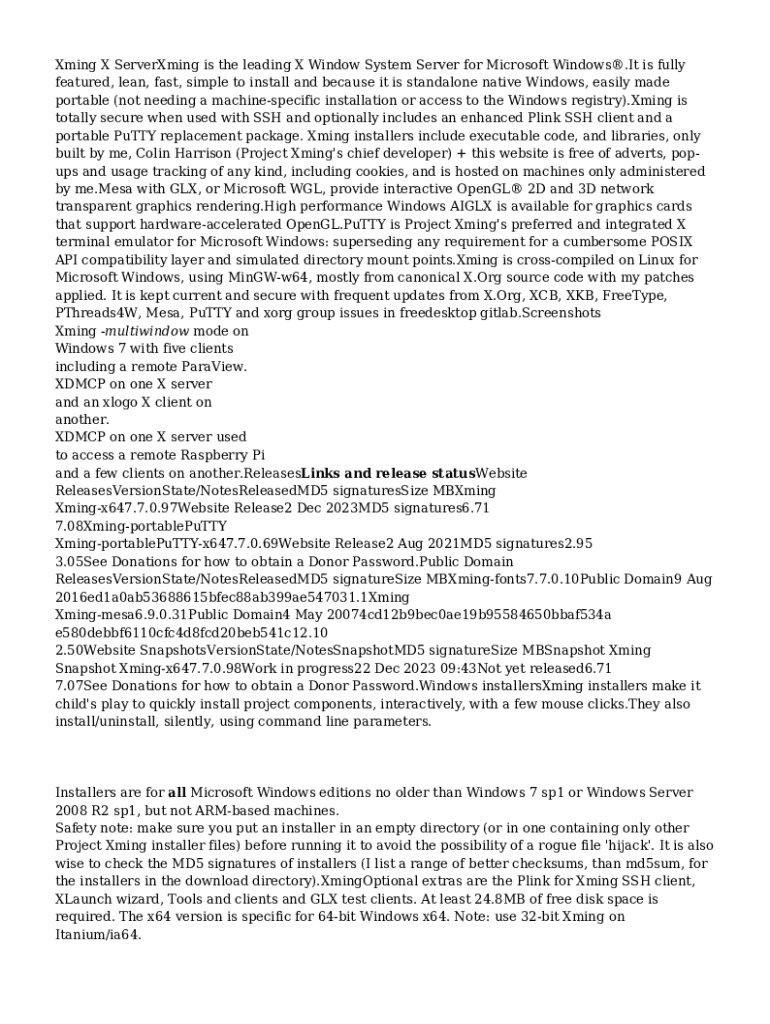 Fillable Online Xming X Server For Windows Official Website Fax Email Print Pdffiller 